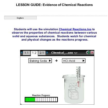 Evidence of Chemical Reactions – Lesson Guide: Physical Science: TI ...