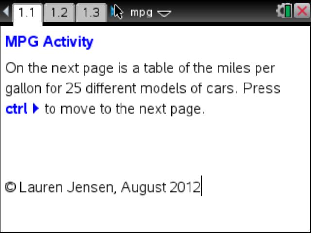 Car MPG Activity using Central Tendencies