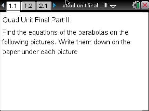 Quadratic Unit Activity #9: Unit Test Part III