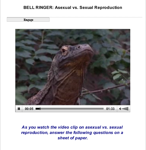 Asexual vs. Sexual Reproduction - Bell Ringer: Life Science: TI Science ...