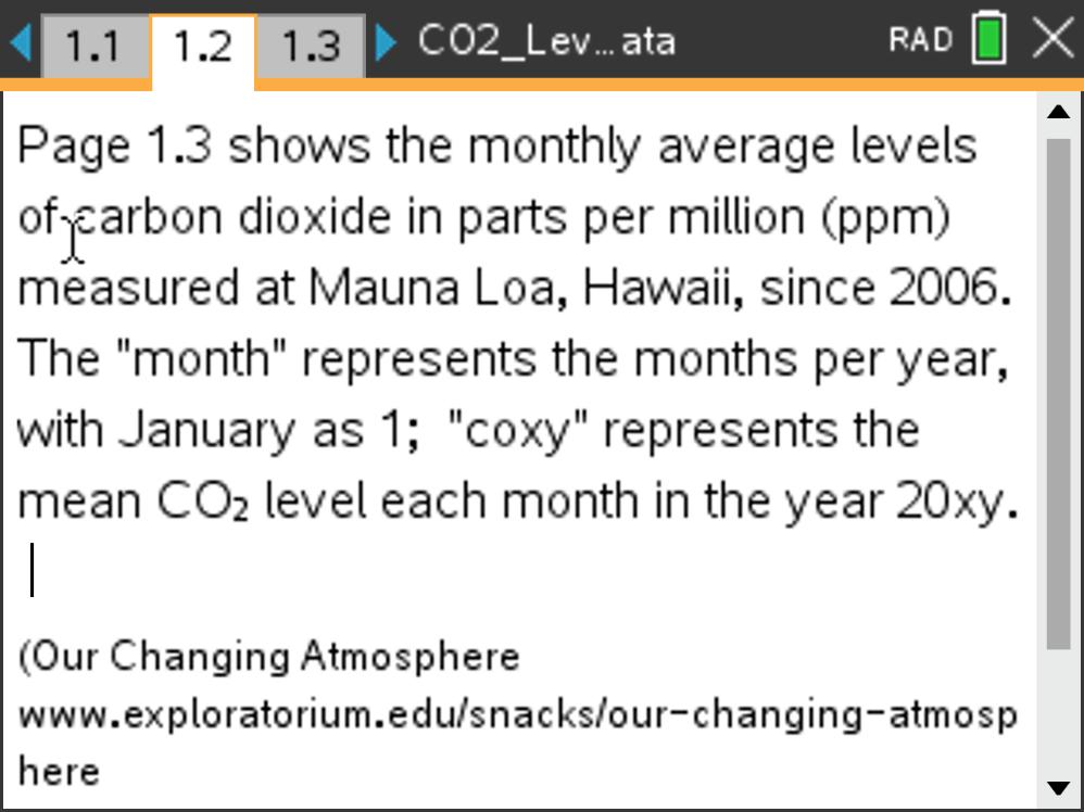 Classroom Activities Big Data Sets CO2 Levels Texas Instruments