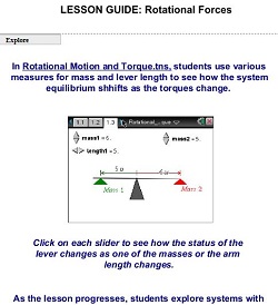 Rotational Forces - Lesson Guide: Physics: TI Science Nspired