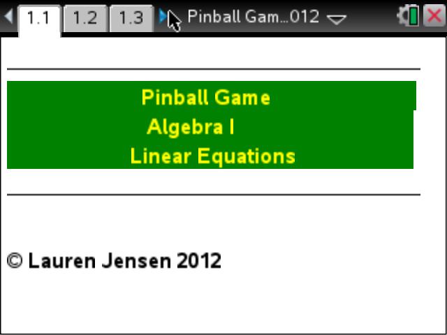 Classroom Activities: Linear Equation Games Unit: Activity #10 Pinball ...
