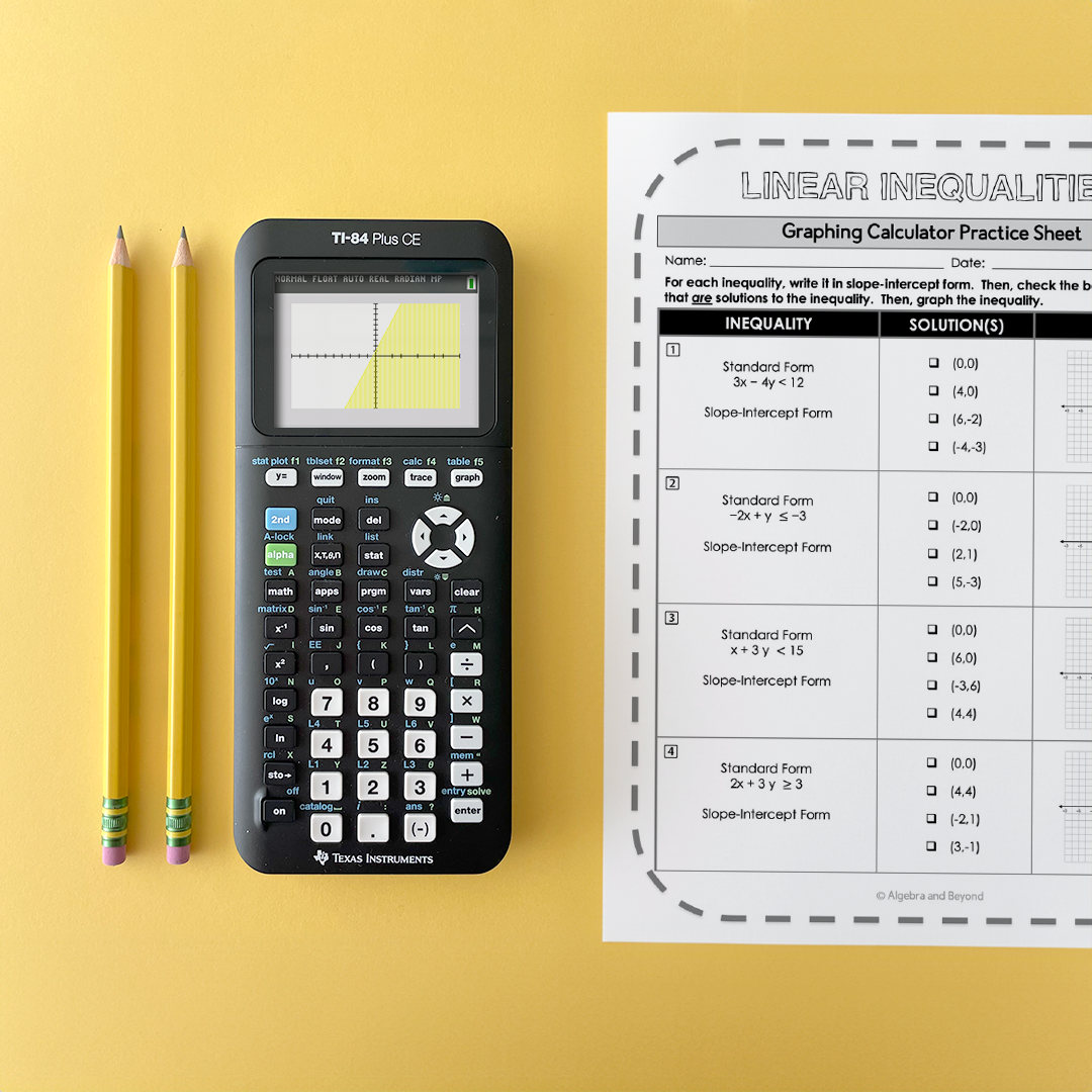 Graphing Linear Inequalities Reference and Practice Sheets