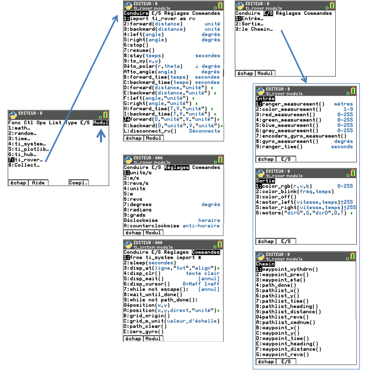Menus [Fns], modules et modules complémentaires