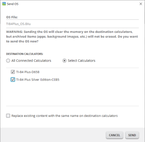 Mise à jour des calculateurs TI-84 Plus CE