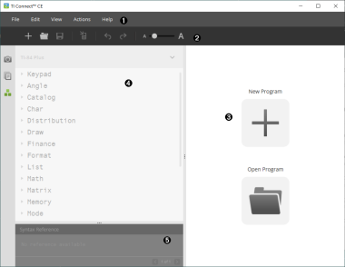 Parts of the TI-Basic Program Editor Workspace