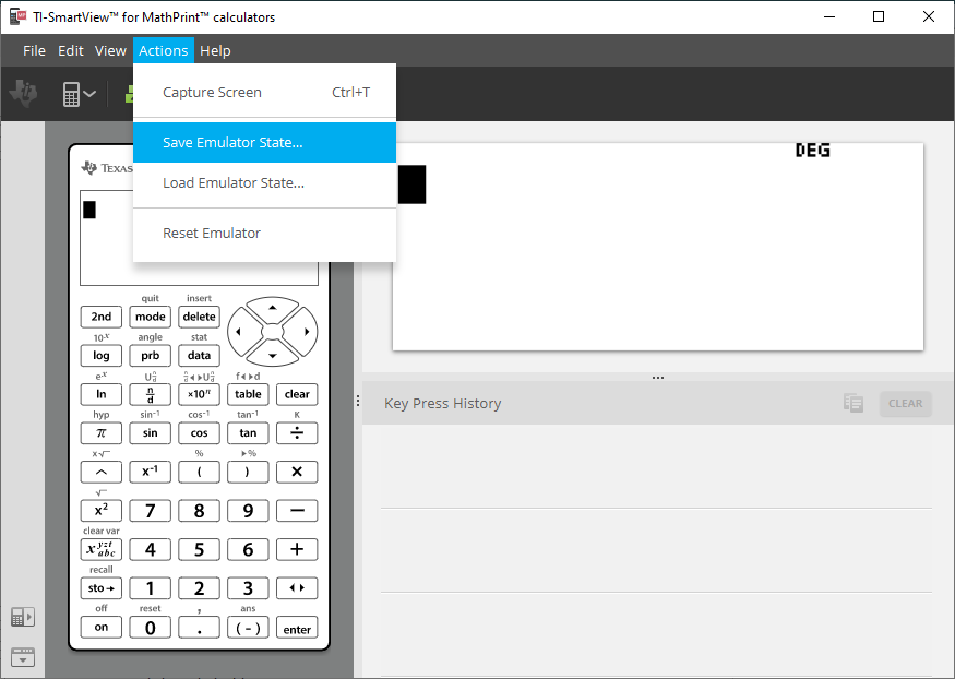 Speichern und Laden eines MathPrint™ Emulators Status