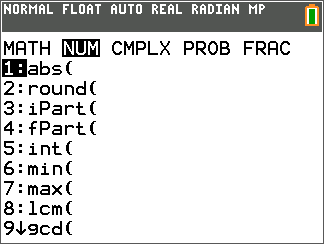 Working with MATH Menus
