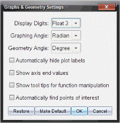 Changing Graphs & Geometry Settings