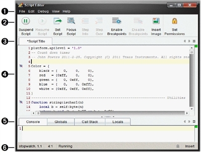 Exploración de la interfaz del editor de scripts