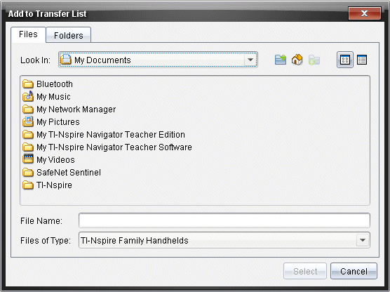 Adding Files or Folders to the Transfer List