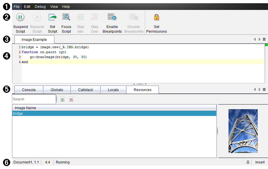 Kennenlernen der Benutzerschnittstelle des Script Editors