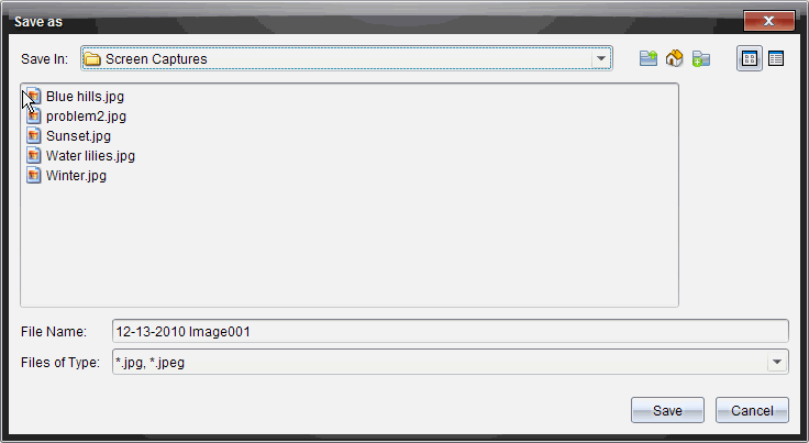 Saving Captured Pages and Screens